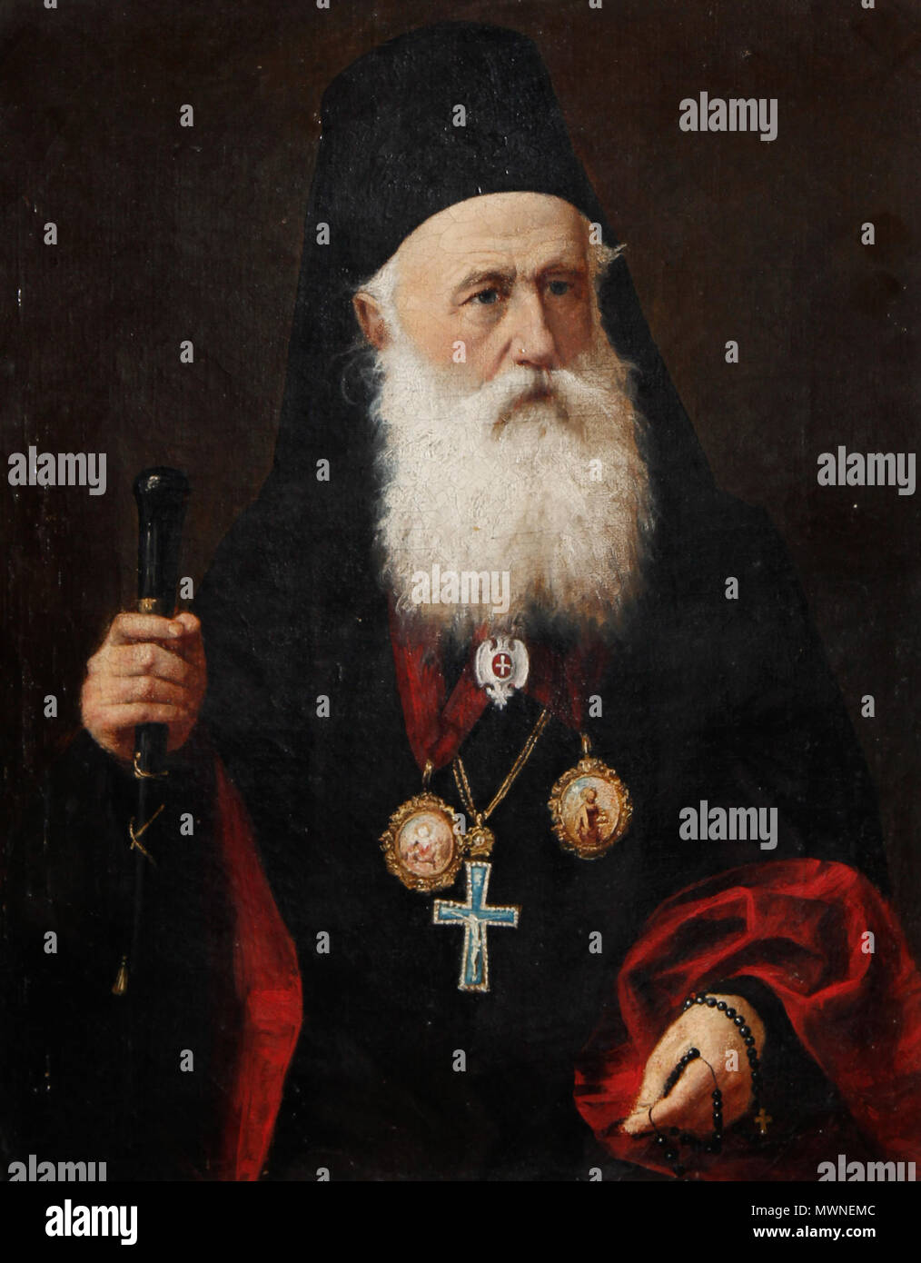 . Portrait of a Greek (?) patriarch. Indistinctly signed. Oil on canvas ...