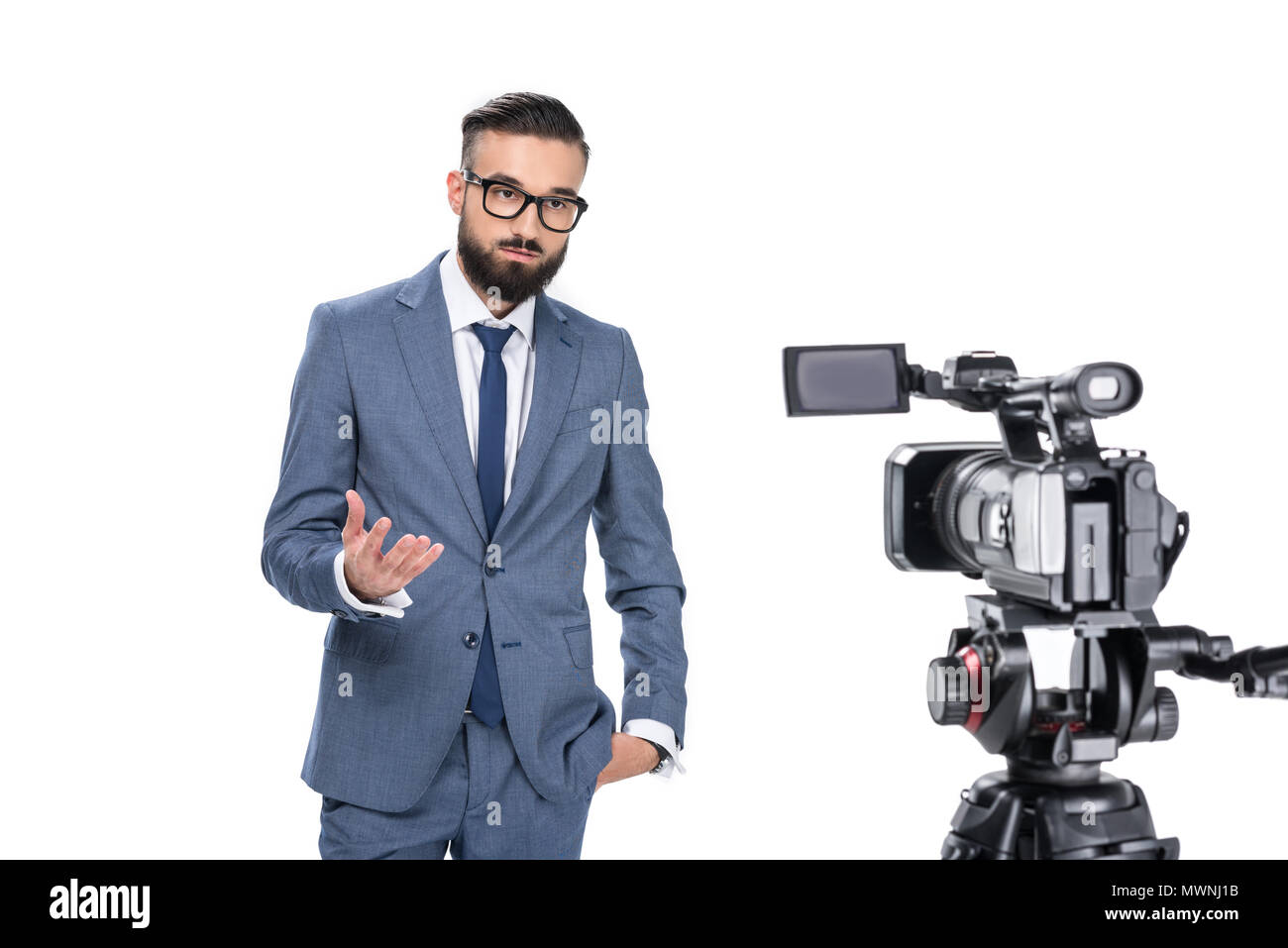 News reporter in front of tv camera hi-res stock photography and images ...