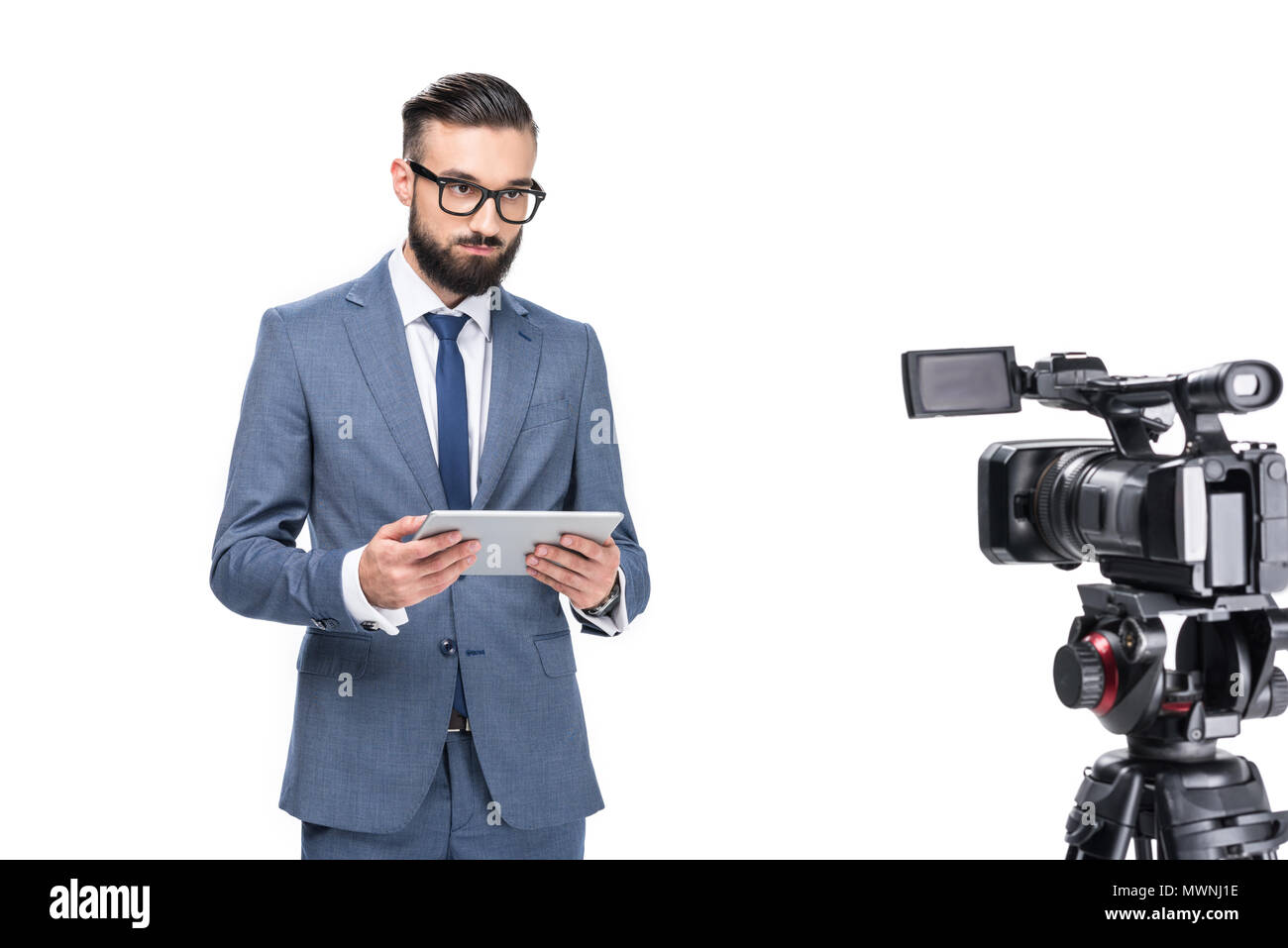 News reporter in front of tv camera hi-res stock photography and images ...