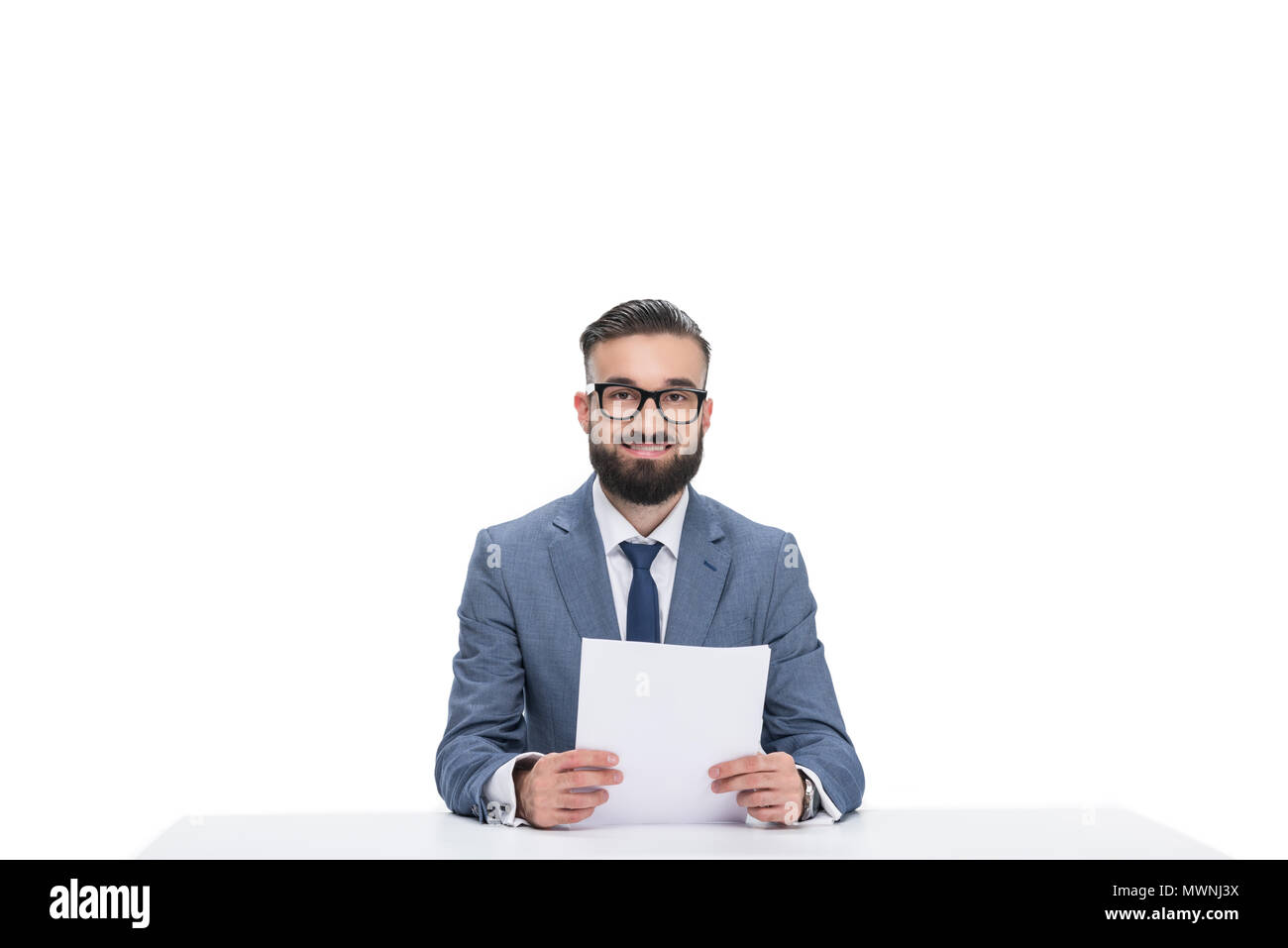 Male newscaster looking at camera hi-res stock photography and images ...