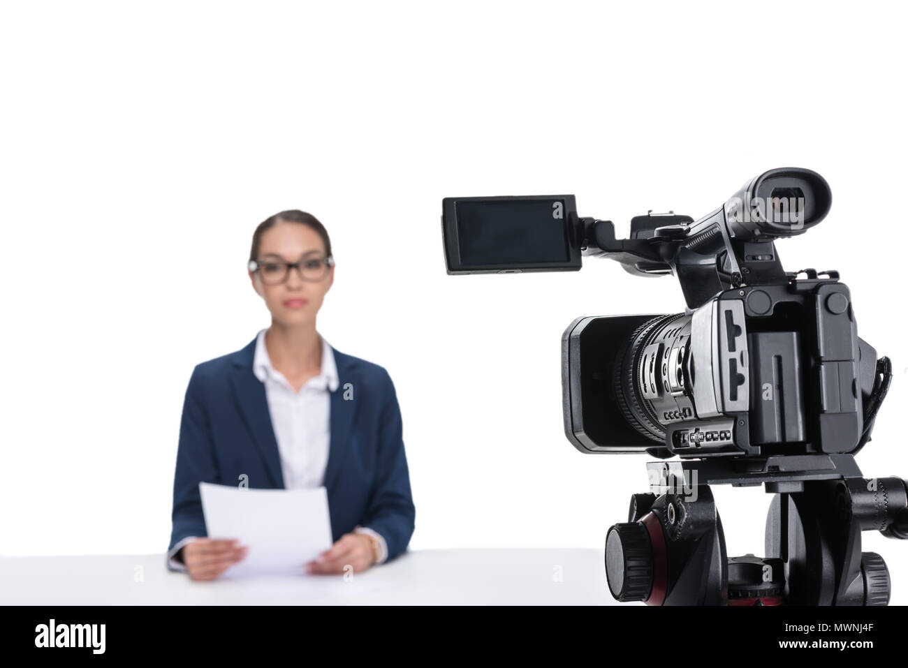 News Reporter In Front Of Tv Camera High Resolution Stock Photography ...