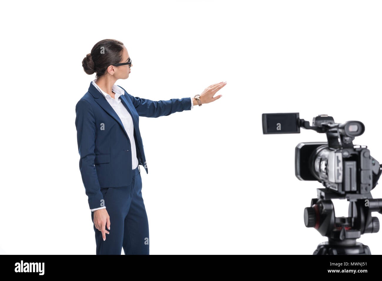 News Reporter In Front Of Tv Camera High Resolution Stock Photography ...