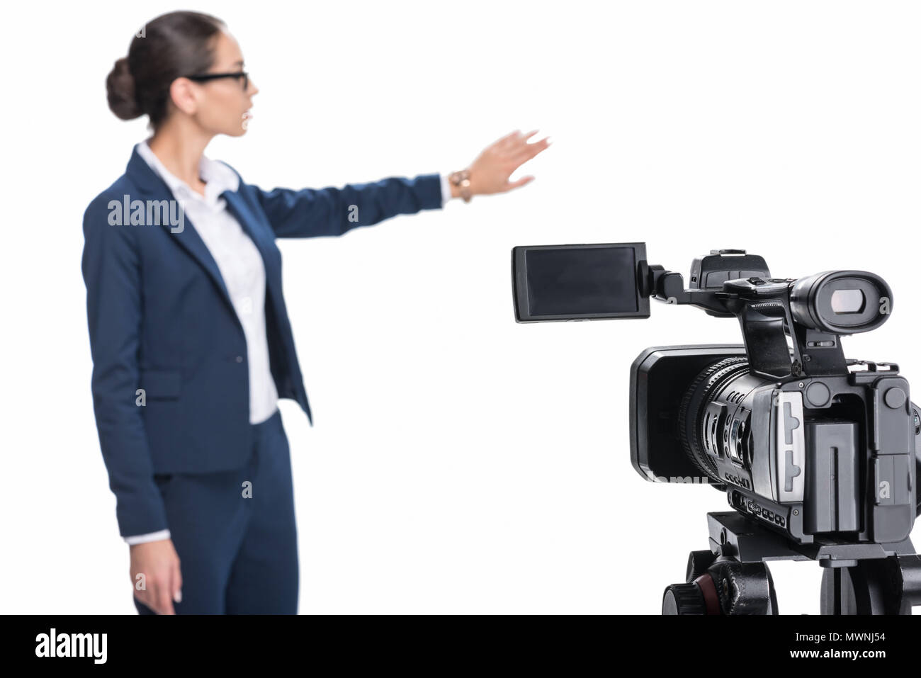 News Reporter In Front Of Tv Camera High Resolution Stock Photography and Images - Alamy