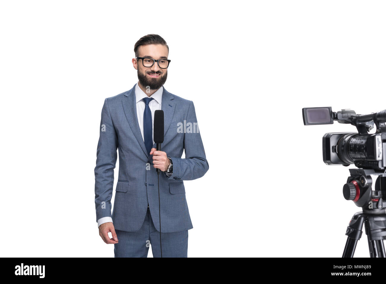 Male newscaster looking at camera hi-res stock photography and images ...