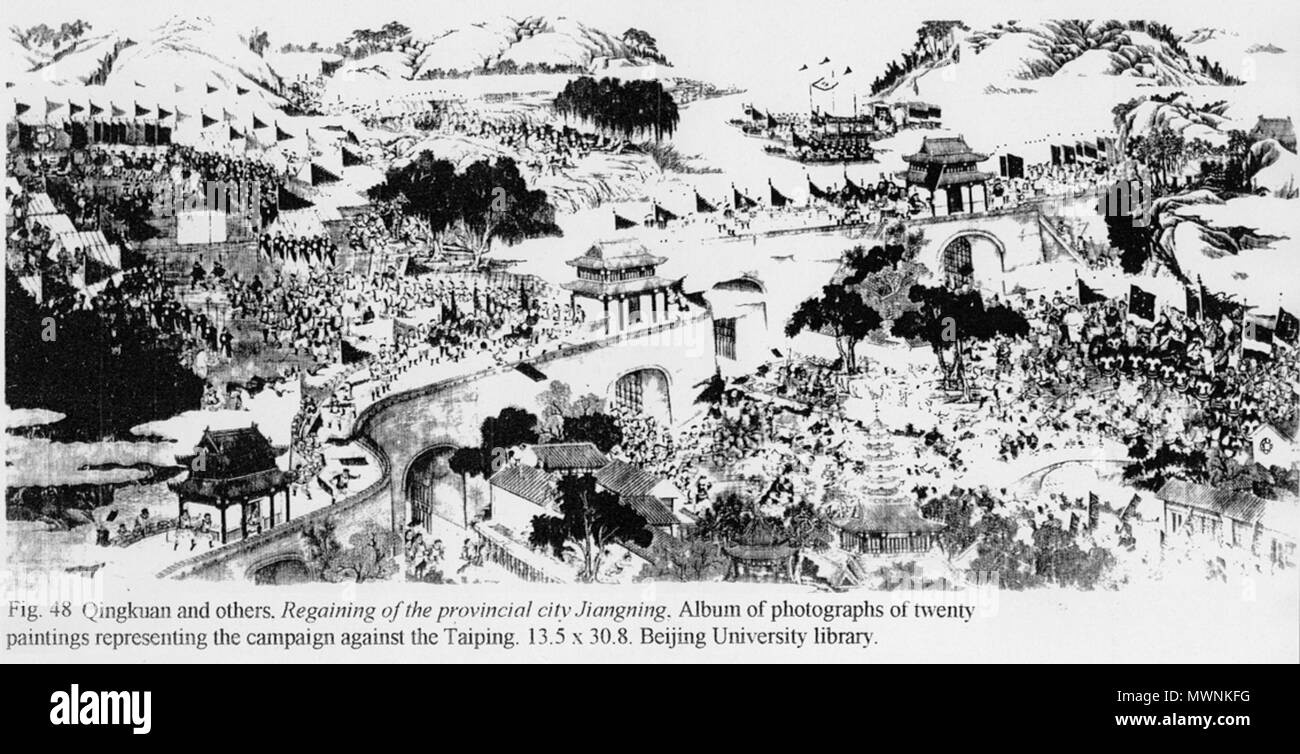 . A scene of the Taiping Rebellion, 1850-1864 . 19th century. Qingkuan ...