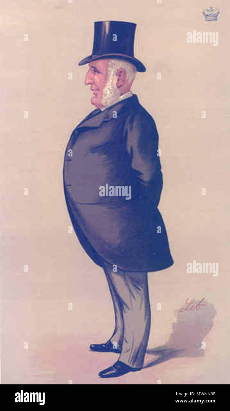 . Caricature of Edward Baring, 1st Baron Revelstoke. Caption read ...