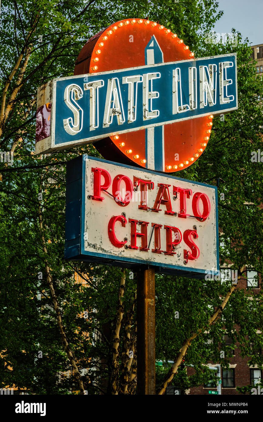 State Line Patato Chips Sign Wharf District Parks Boston, Massachusetts ...