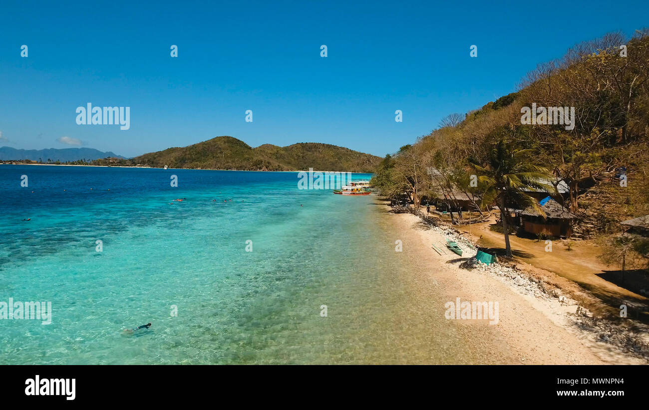 Aerial view of tropical beach on the island Banana, Philippines ...