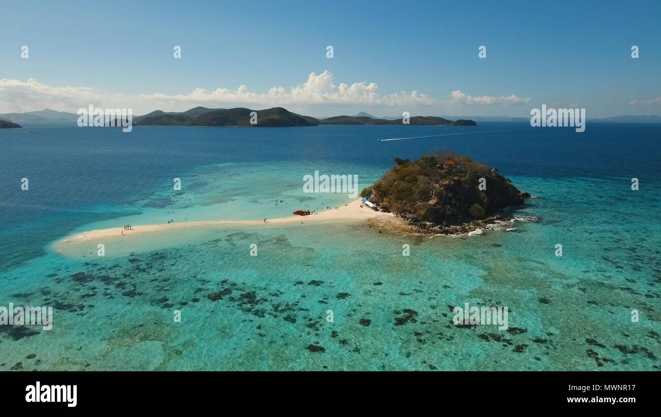 Aerial view of tropical beach on the Bulog Dos Island, Philippines ...