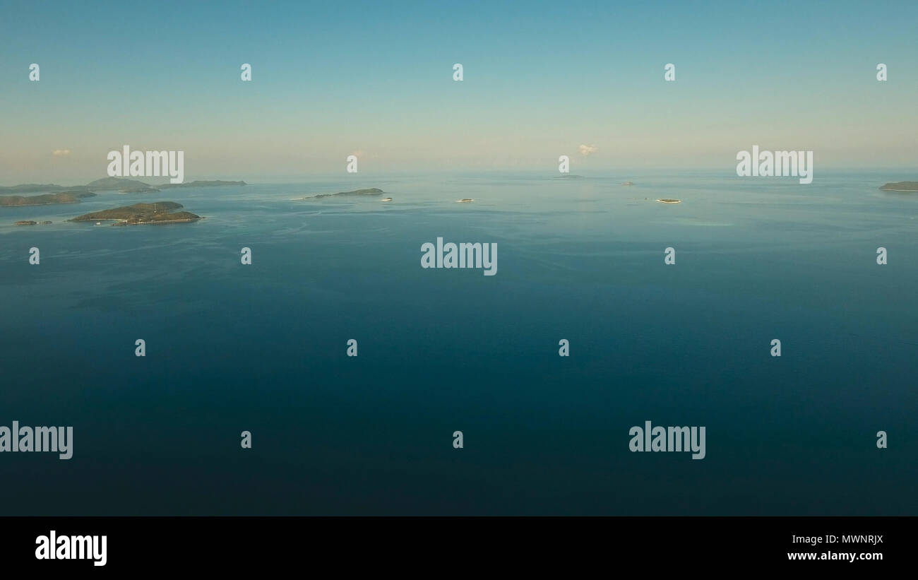 Aerial view of beautiful Seascape with tropical islands with sand beach ...