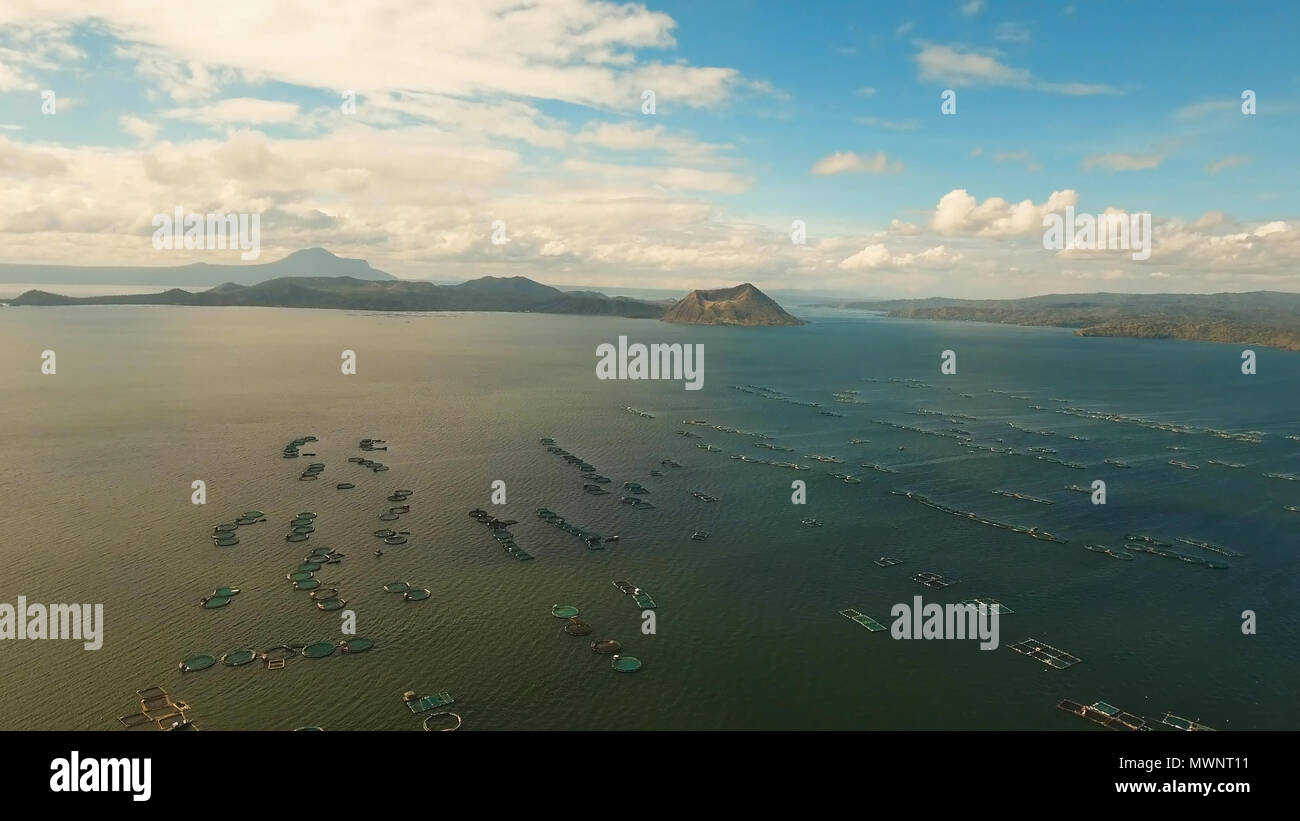 Aerial view Taal Volcano on Luzon Island North of Manila in Philippines ...