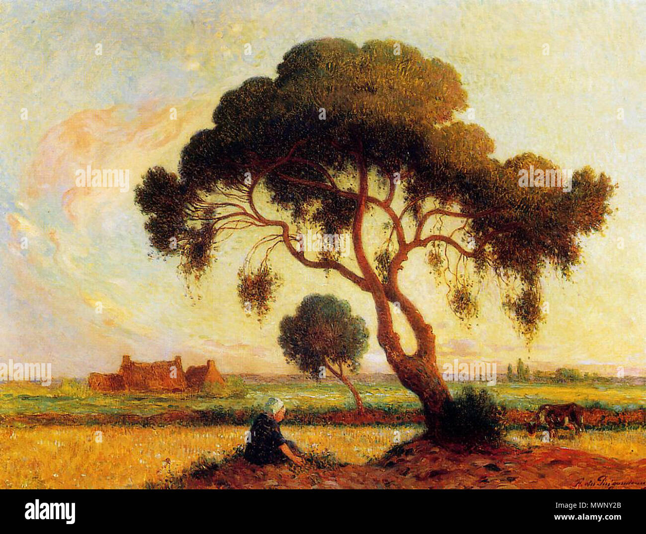 . English: Breton Woman Seated under a Large Tree . 1907 506 Puigaudeau ...