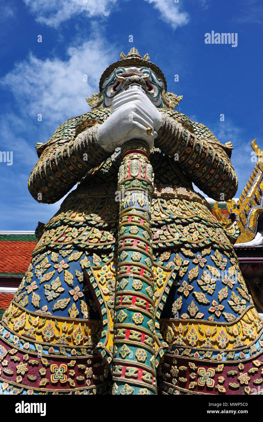 Temple of the Emerald Buddha, Pantheon entrance is guarded by yaksa ...