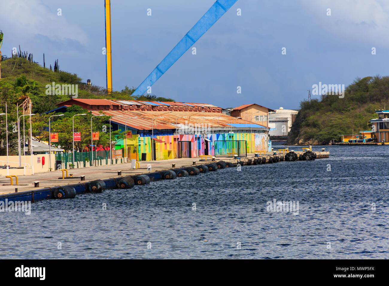 Colorful Shops in Curacao Along Shipping Channel Stock Photo - Alamy
