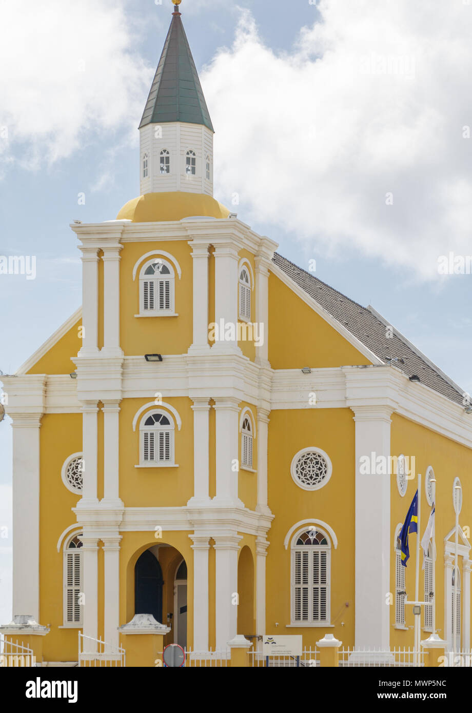 Old Yellow Plaster Church in Willemstad Curacao Stock Photo - Alamy