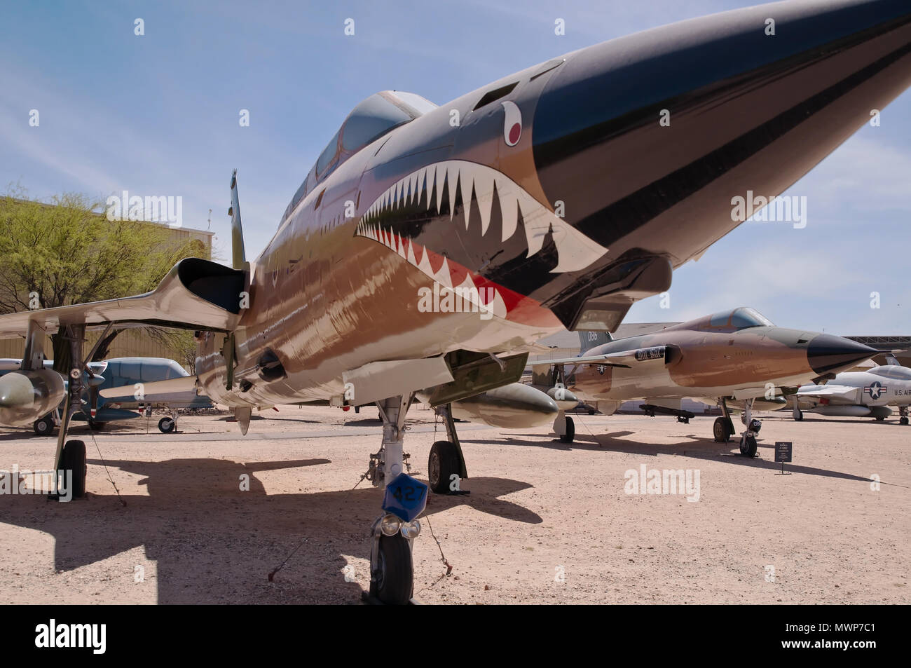 An F-105G Thunderchief United States military aircraft under bright ...