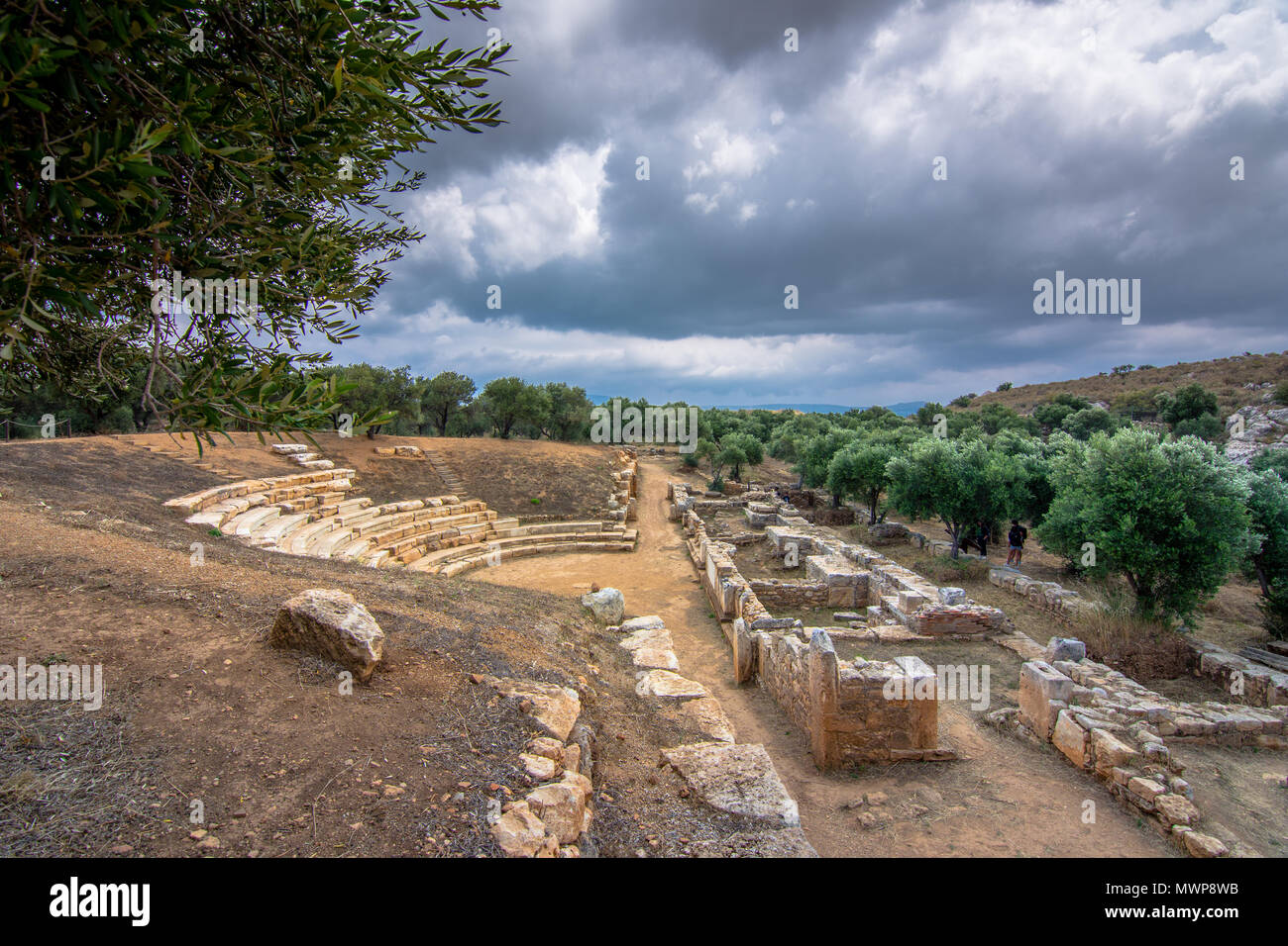 Amphitheater at the ancient city of Aptera, Chania, Crete, Greece Stock ...