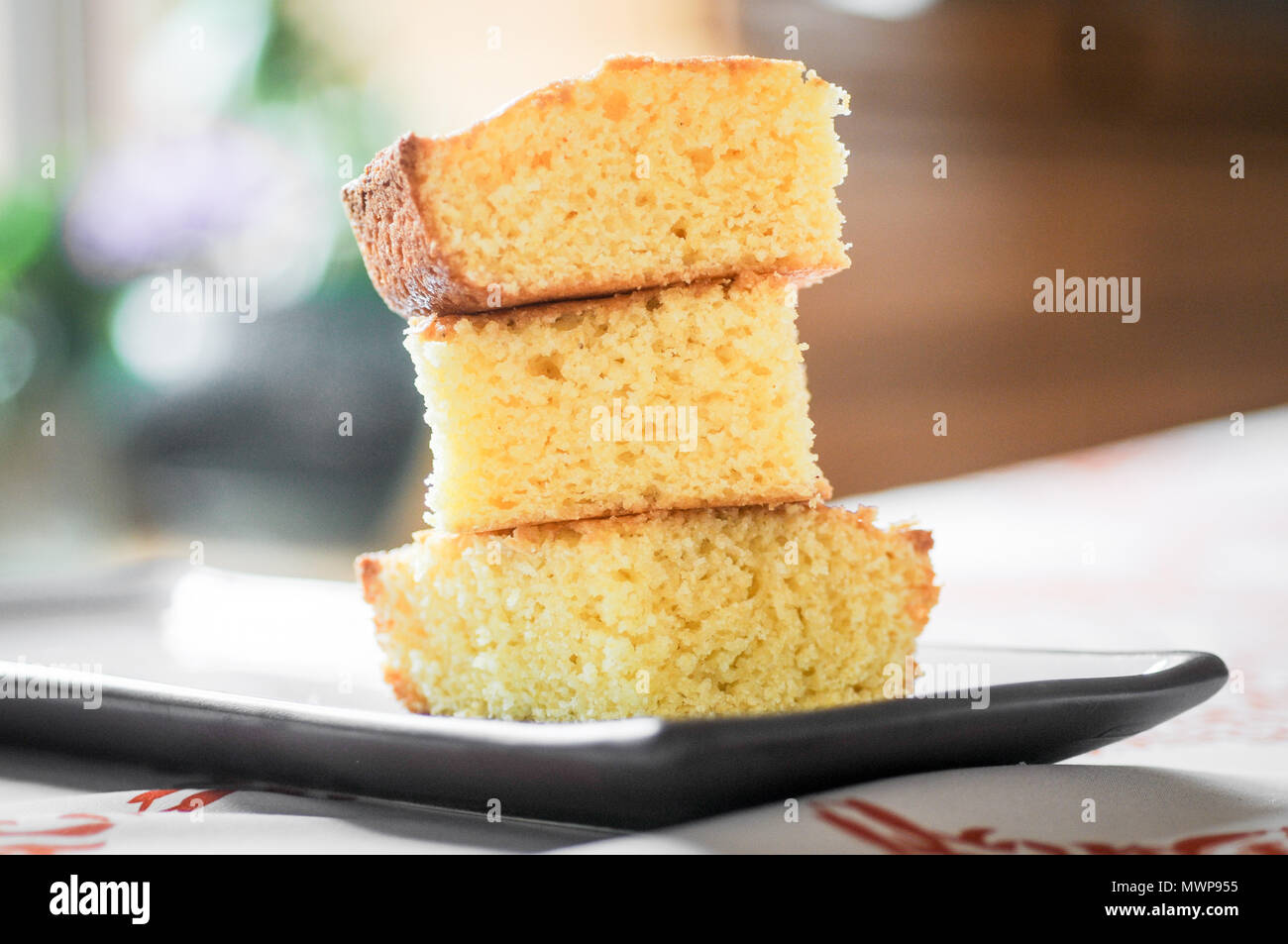 Stack of fresh cornbread on a plate Stock Photo - Alamy