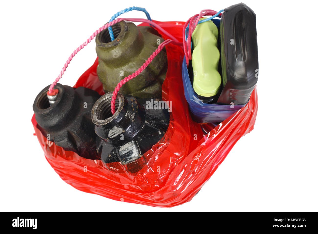 hand made bomb isolated on white Stock Photo - Alamy