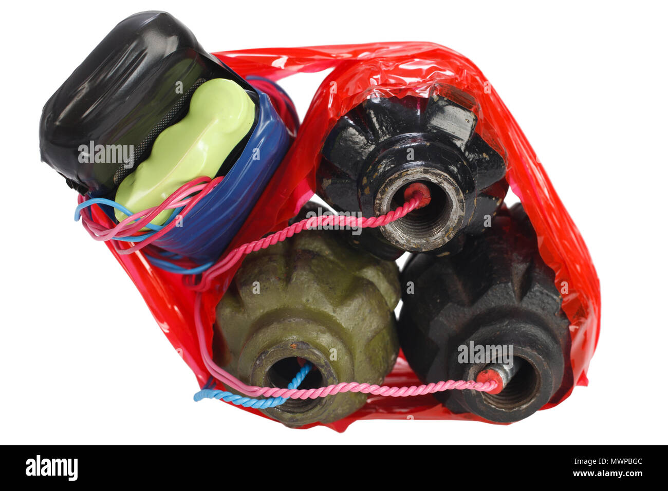 hand made bomb isolated on white Stock Photo - Alamy