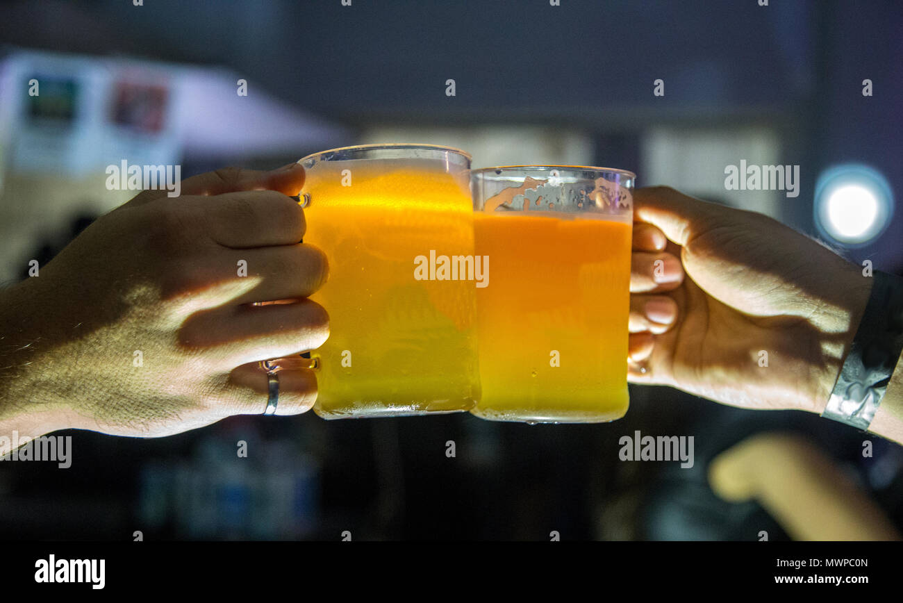 draft beer hand comemoration Stock Photo - Alamy