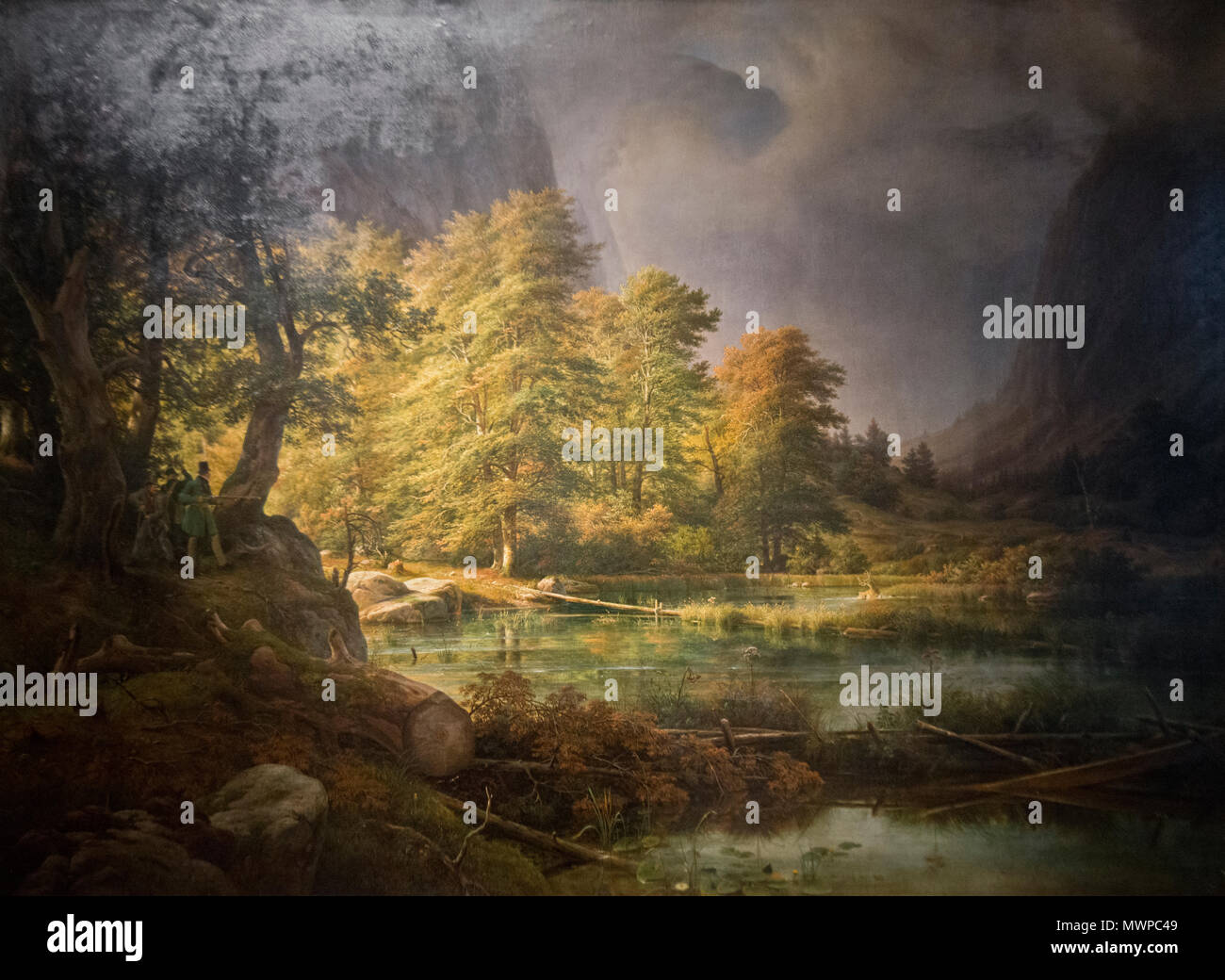 Thomas Fearnley - Hunting at Konigsee (1841).jpg Stock Photo - Alamy