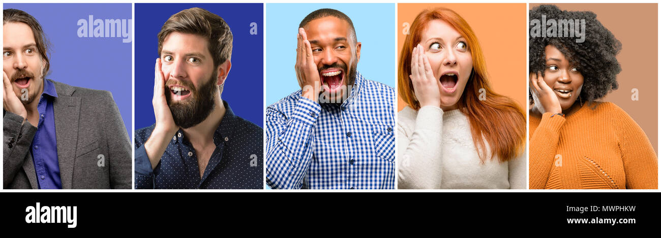 Surprised group people pointing camera hi-res stock photography and ...