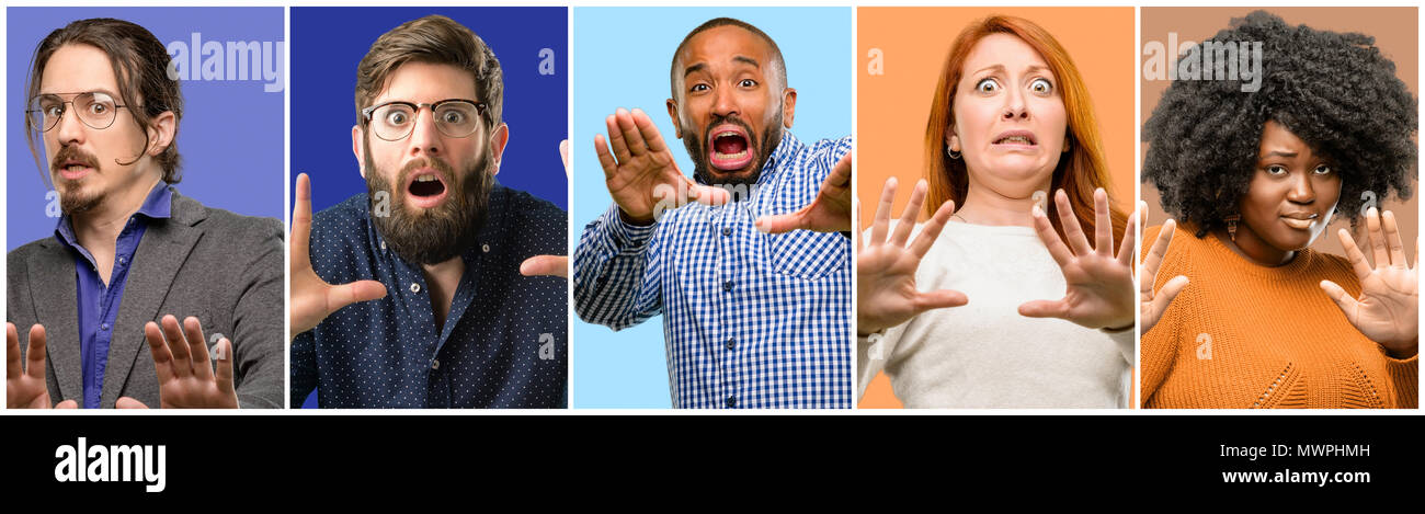 Woman hand signal no to man hi-res stock photography and images - Alamy