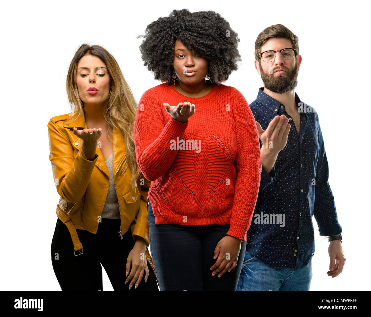 Woman blows kiss hand hi-res stock photography and images - Alamy