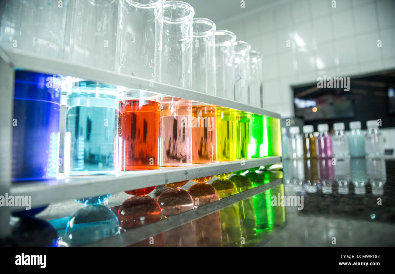 chemical beaker color liquid Stock Photo - Alamy