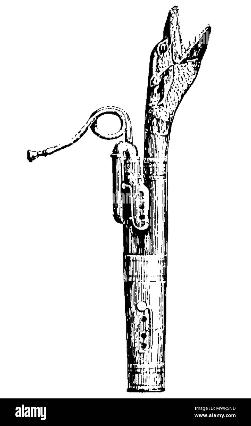 . English: The Russian Bassoon, a kind of basshorn . circa 1800 ...
