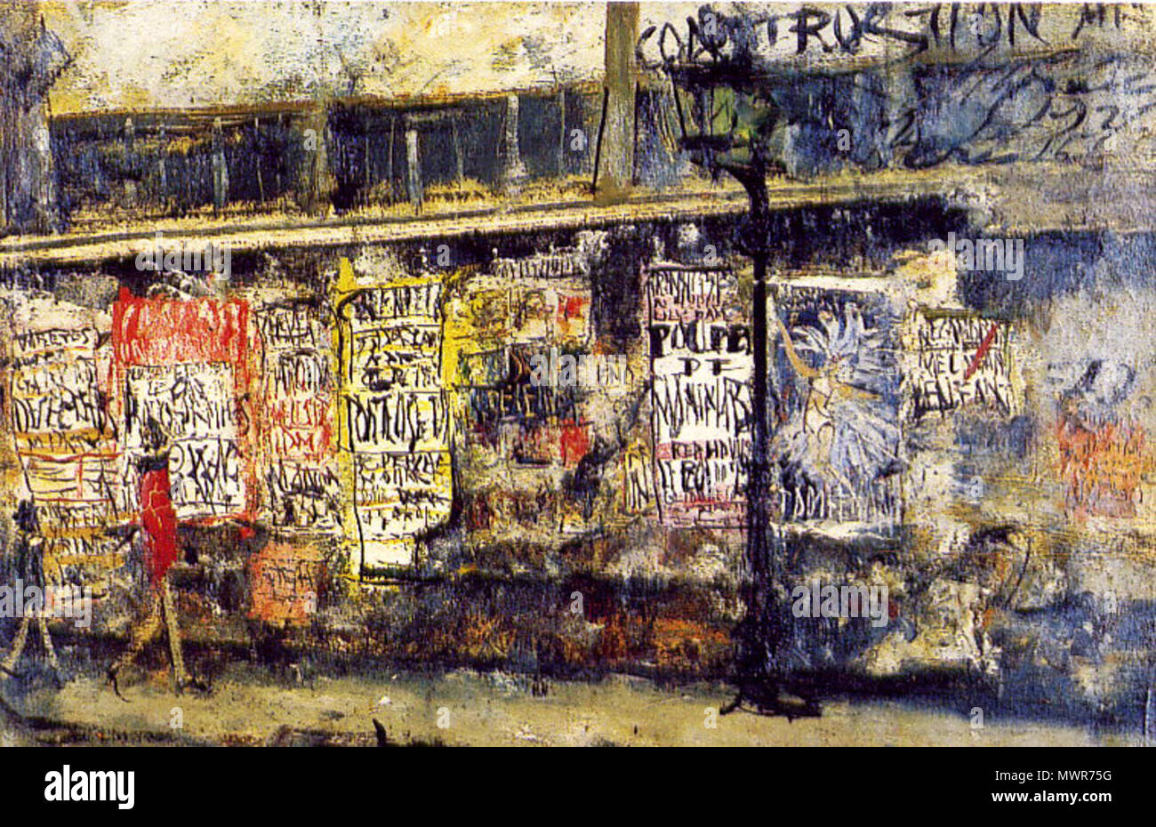 . English: Saeki Juzo: Gas lamp and advertisement, 1927. Oil on canvas ...
