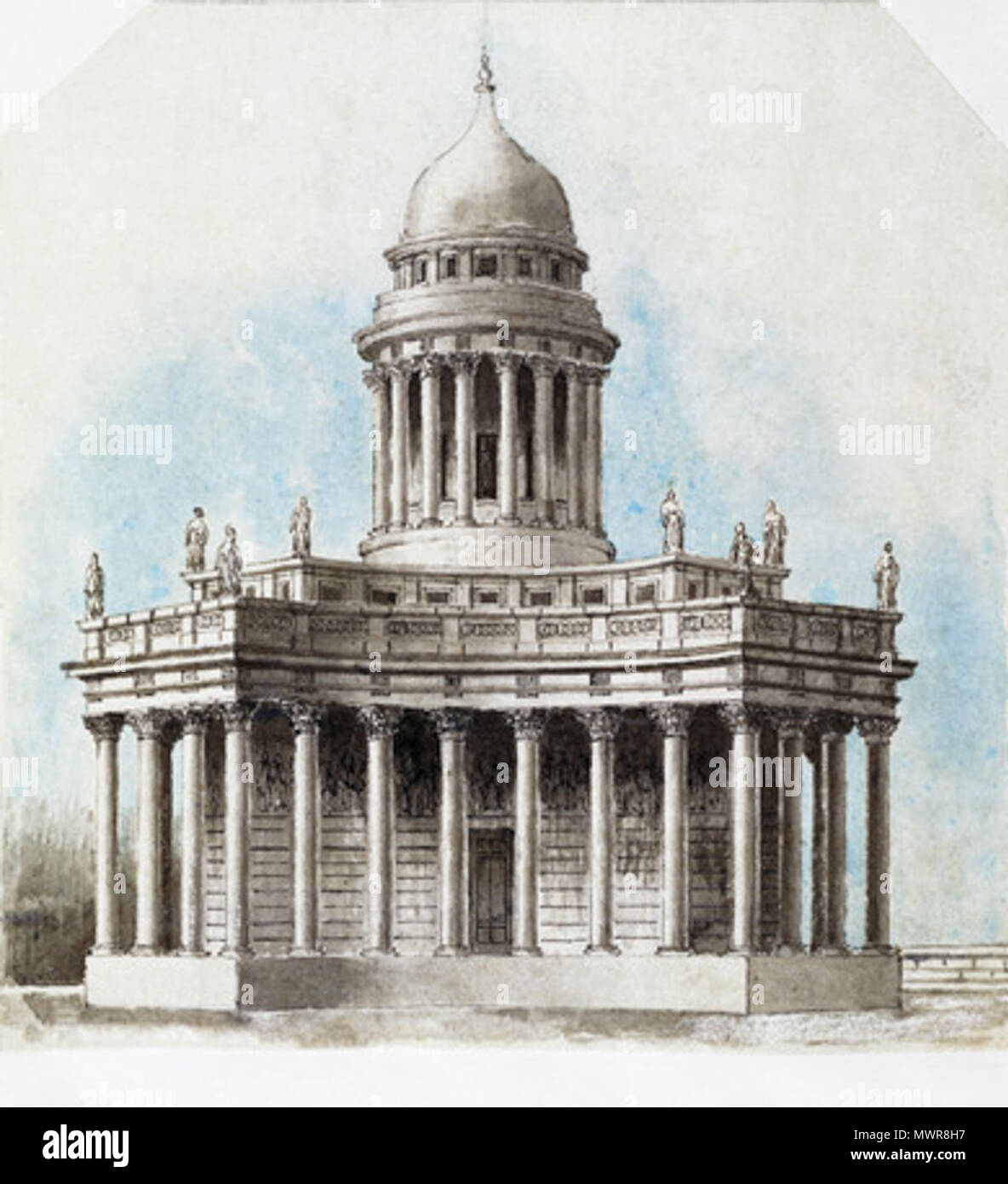 . Design for a building in classical style, by Samuel Huggins (1811 ...