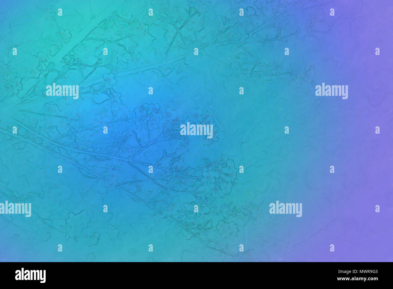 Sakura tree look like drawing in blue gradient color for background ...