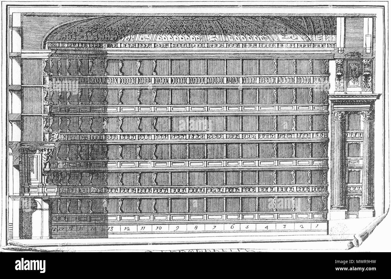 . Italiano: spaccato della sala del teatro alla Scala, incisione del ...