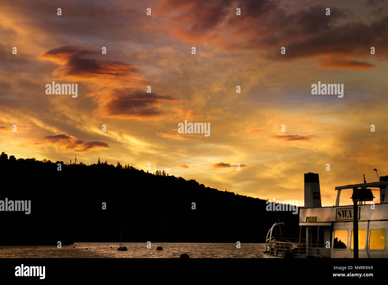 Fiery sunset lake district hi-res stock photography and images - Alamy