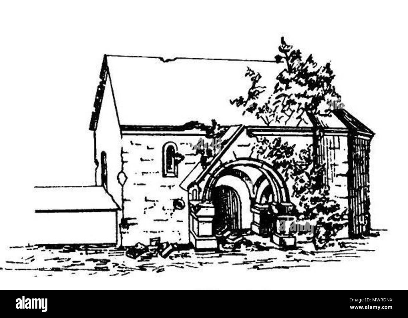 Medieval monastery drawing Cut Out Stock Images & Pictures - Alamy
