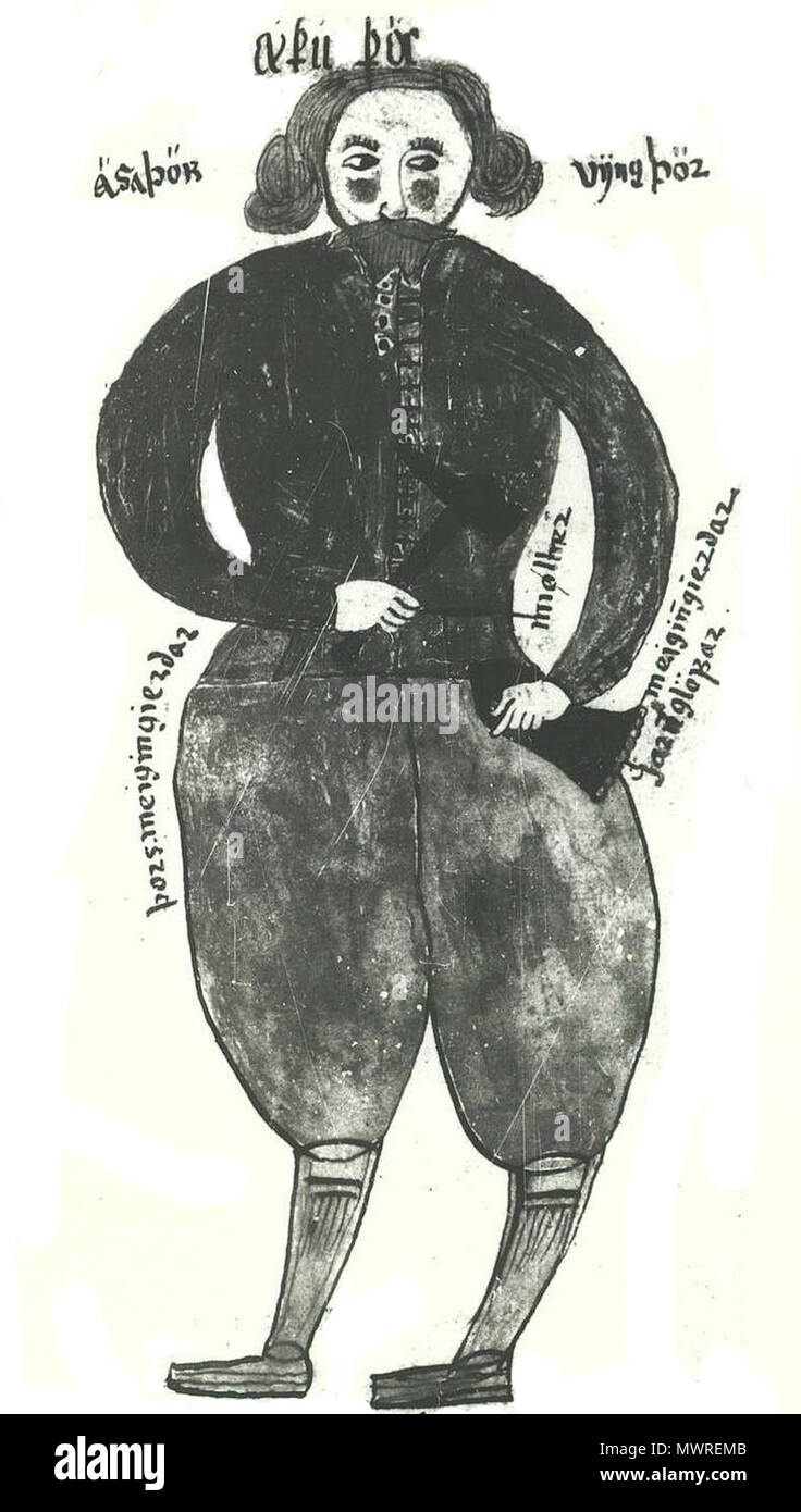 . An illustration of the god Thor, from an Icelandic 17th century ...