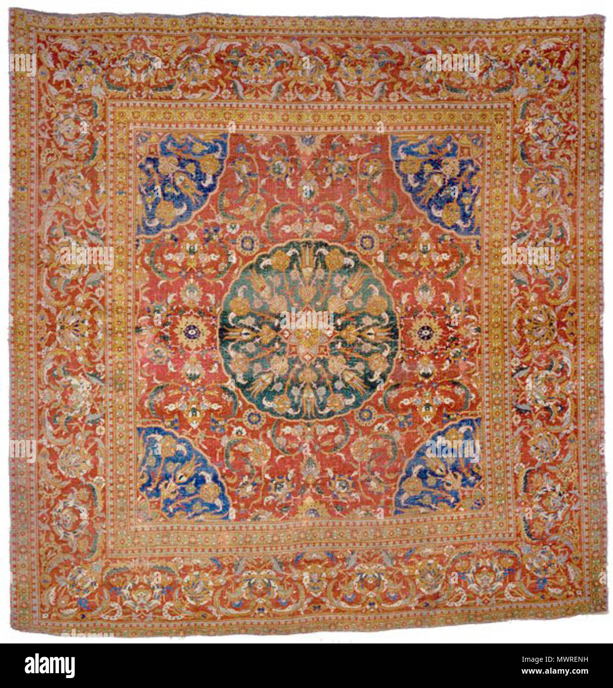 . English: Square Ottoman-design carpet. Probably Cairo, Egypt. First ...