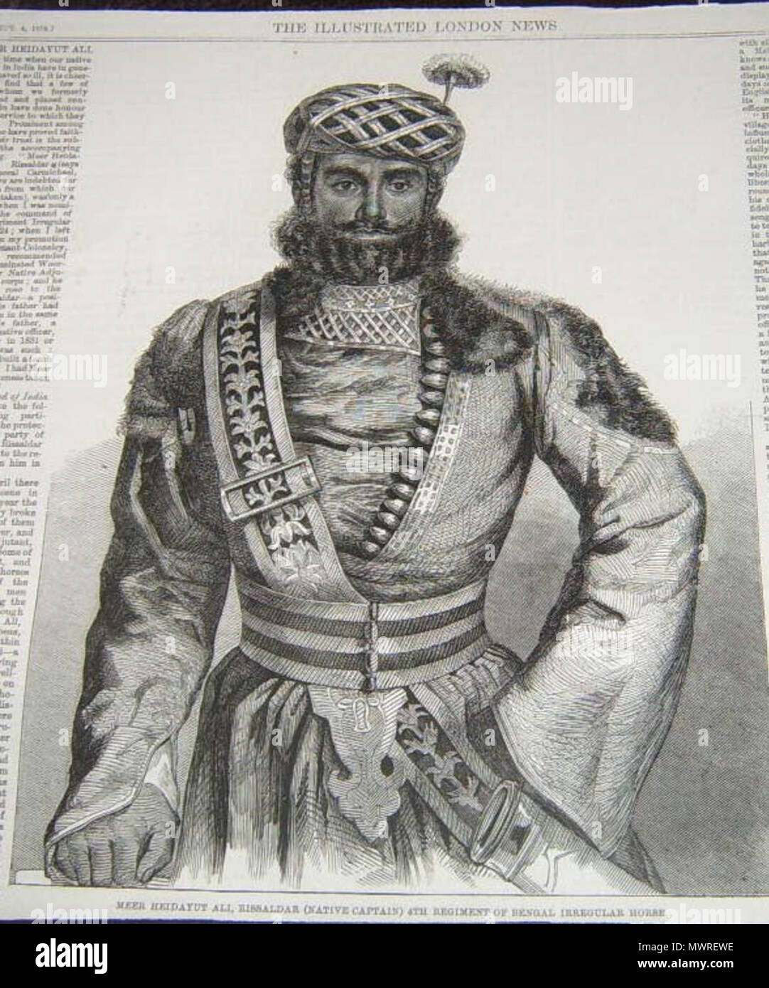 . English: 'Meer Heidayut Ali, Rissaldar (Native Captain) 4th Regiment ...