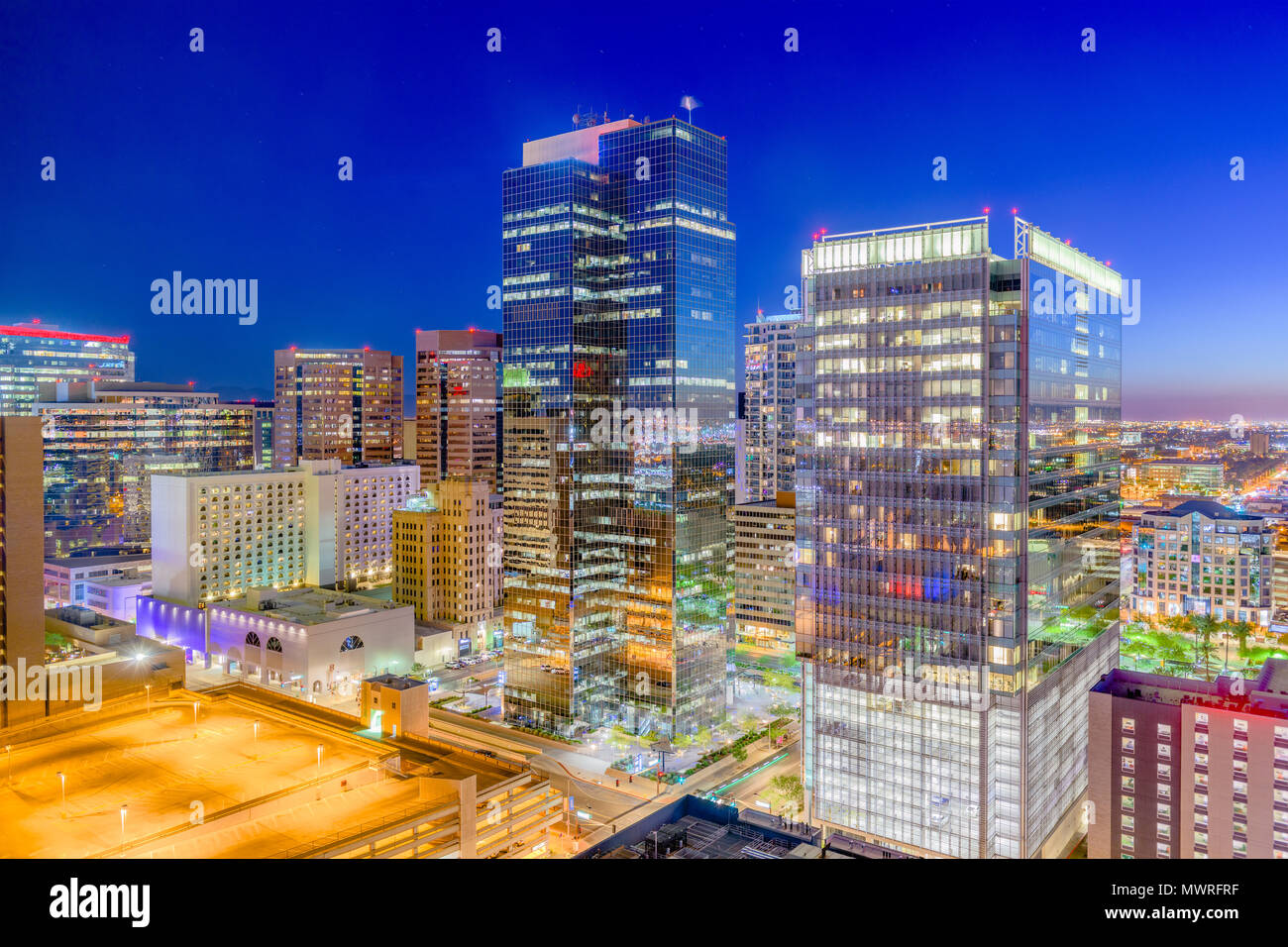 Phoenix, Arizona, USA cityscape in downtown at sunset Stock Photo - Alamy