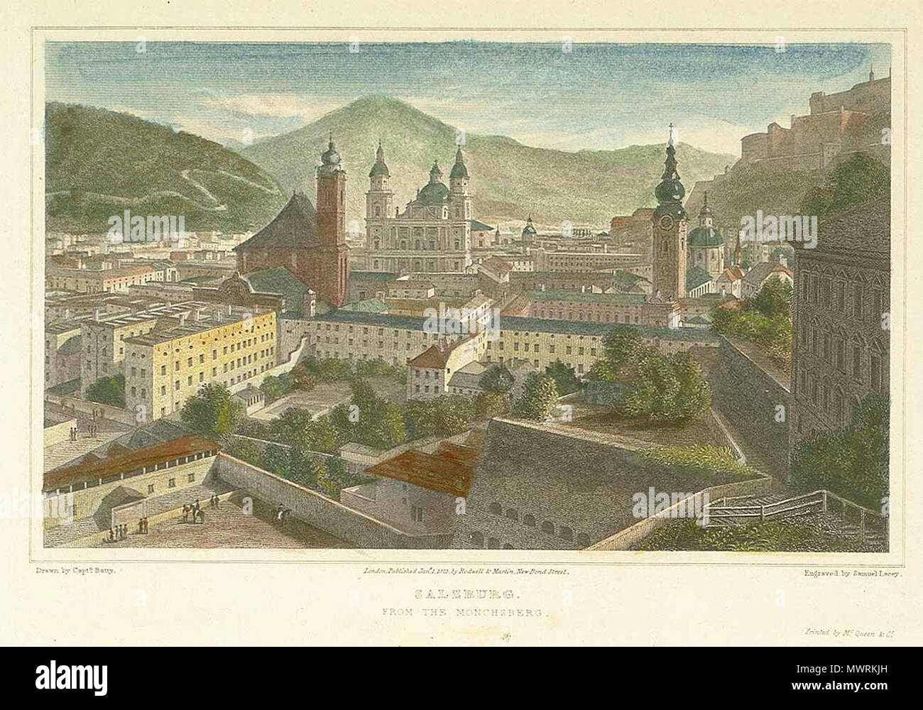 . Salzburg from the Monchberg (Salzburg vom Mönchberg). Kolorierter ...