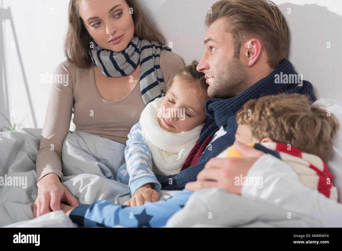 Sick mother in bed children hi-res stock photography and images - Alamy