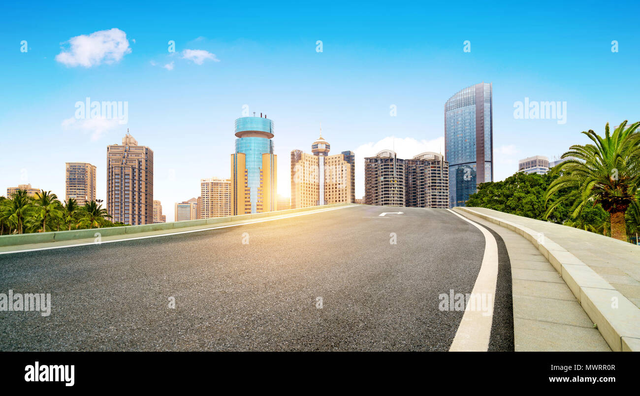 Clean highway leading to the city's financial district Stock Photo - Alamy