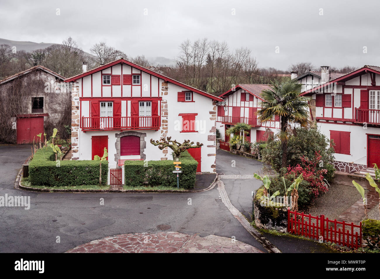Houses in the village of Ainhoa, France Stock Photo - Alamy