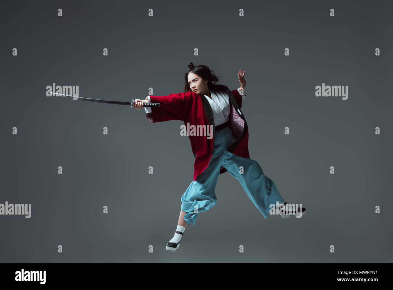 Samurai Warrior Katana Sword Fighting Stock Photos & Samurai Warrior ...