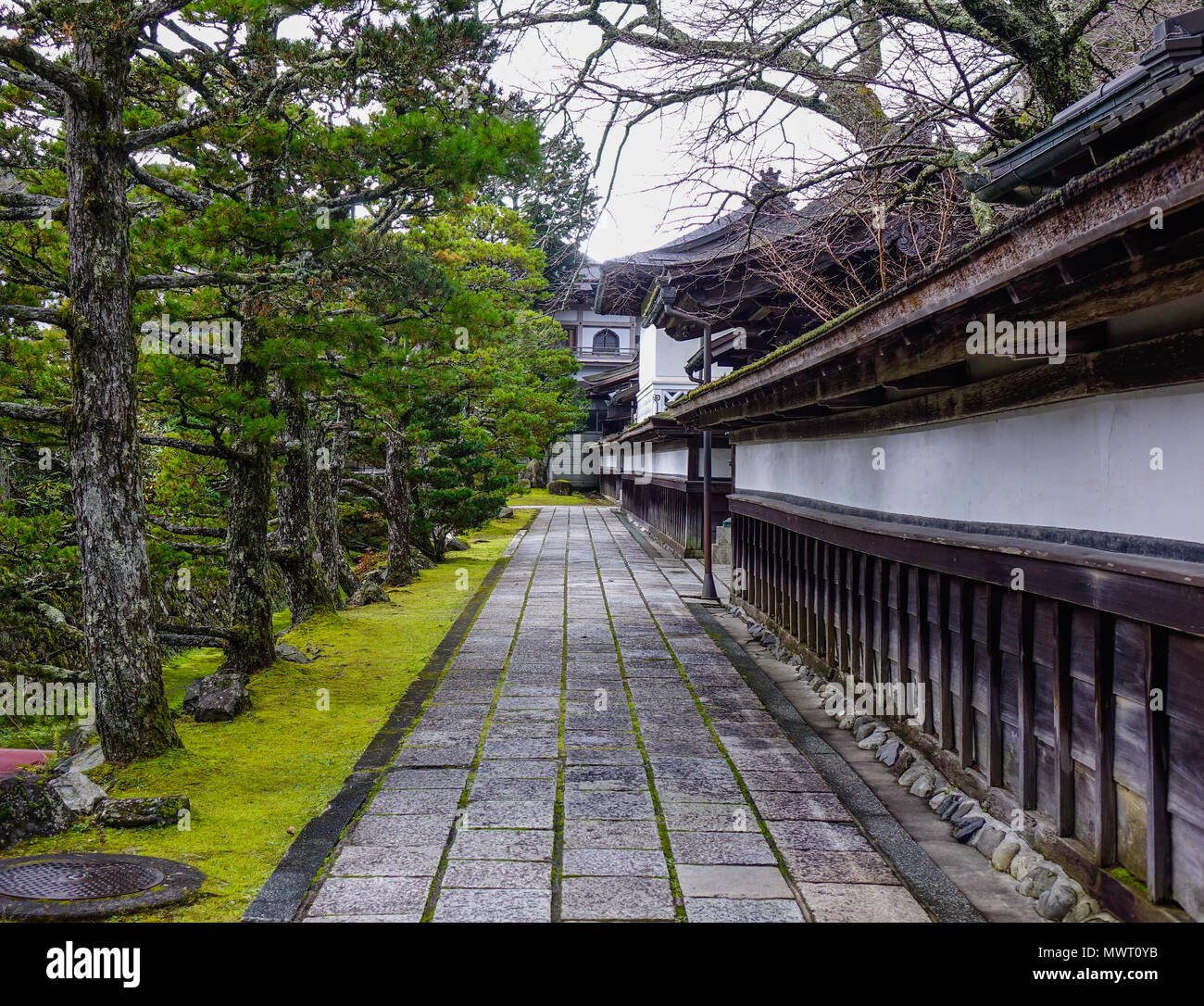 Ancient wooden Buddhist temple on Koyasan (Mount Koya), Japan Stock ...