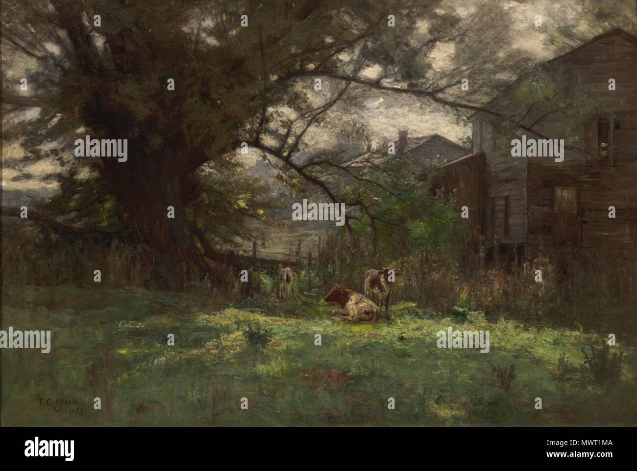 585 T.C. Steele, American, Morning – Old Schofield Mill, 1889, oil on ...