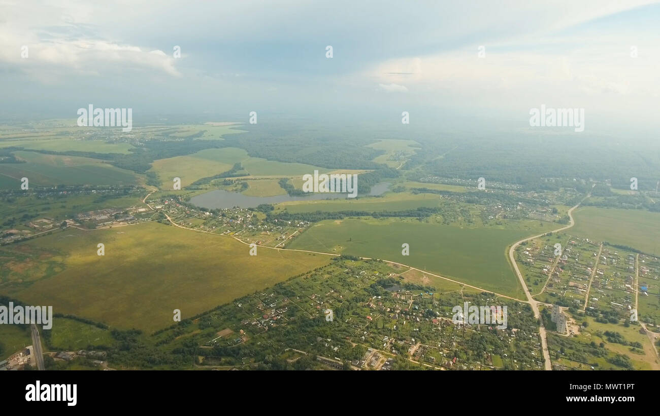 Aerial flying over fields forest hi-res stock photography and images ...