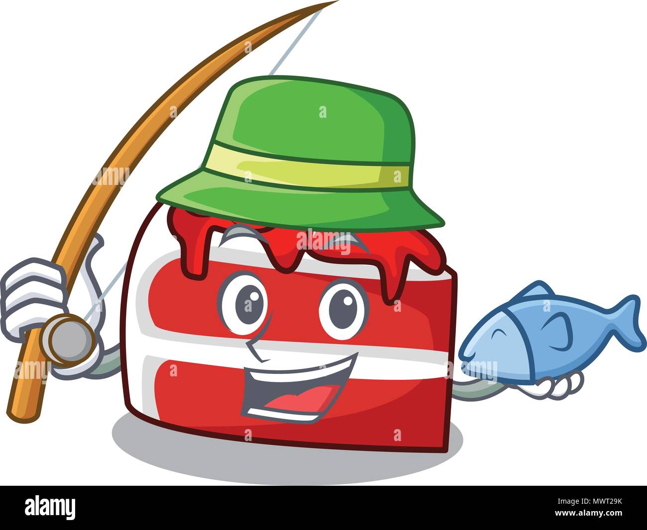 Fishing red velvet mascot cartoon Stock Vector Image & Art - Alamy